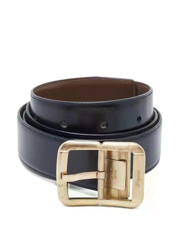 FERRAGAMO Reversible Leather Belt - Black