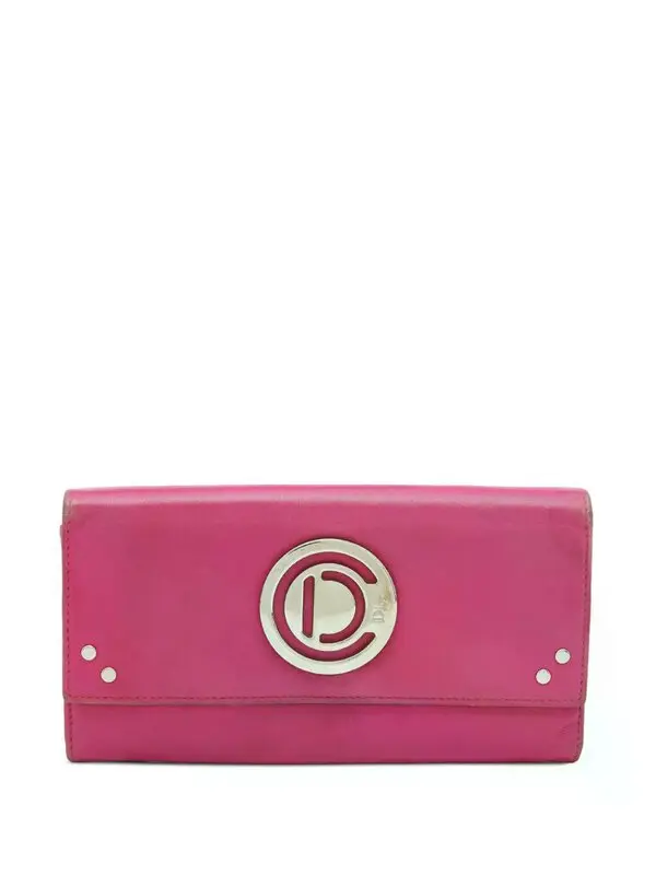 Dior Leather Metal-logo Continental Wallet - Pink