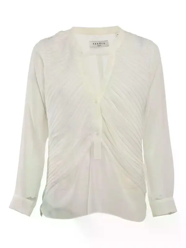 Sandro V-neck Pleated Blouse