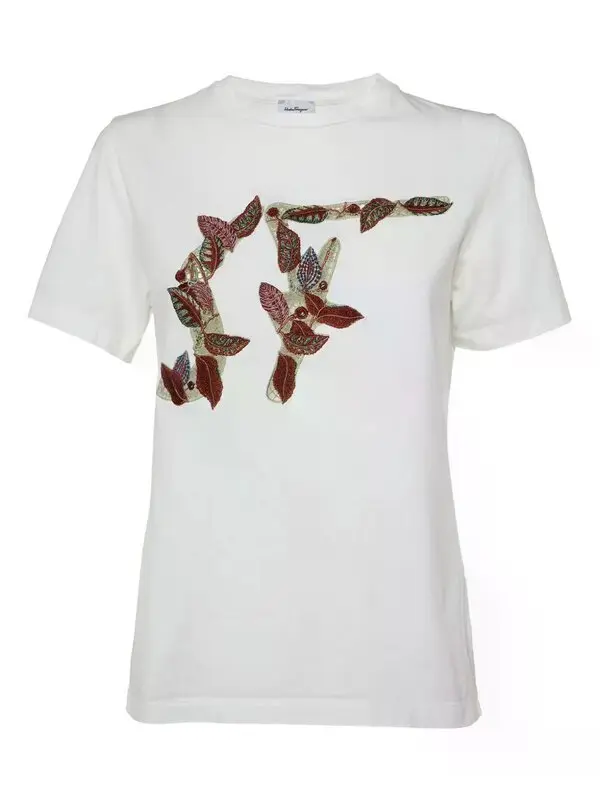 FERRAGAMO Leaf-embroidered T-shirt