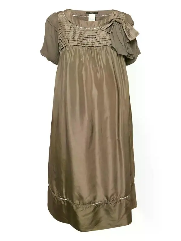 Max Mara Pleated Silk Dress With Bow