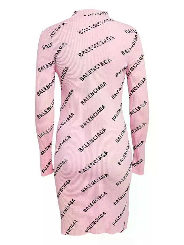 Balenciaga 2020s Ribbed-knit Logo-print Dress