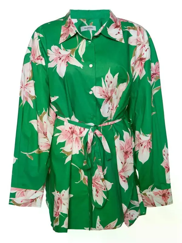 Valentino Garavani Floral-print Shirt Dress - Green