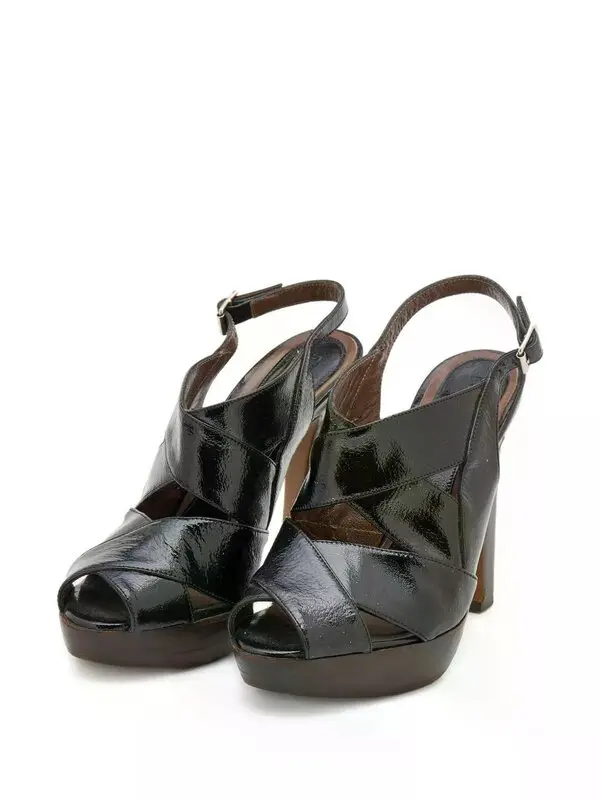 Marni 115mm Leather Platform Block Heel Sandals