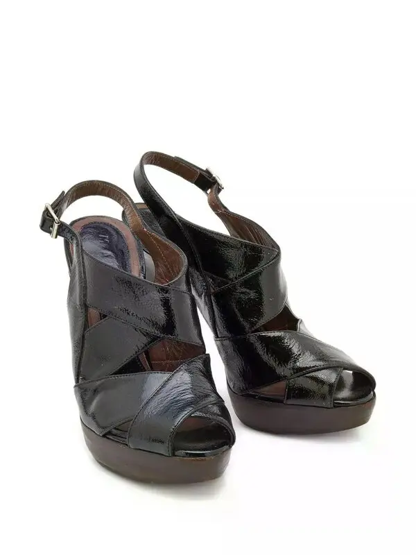 Marni 115mm Leather Platform Block Heel Sandals