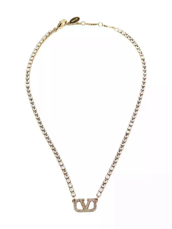 Valentino Garavani Vlogo Crystal Embellished Necklace - Gold