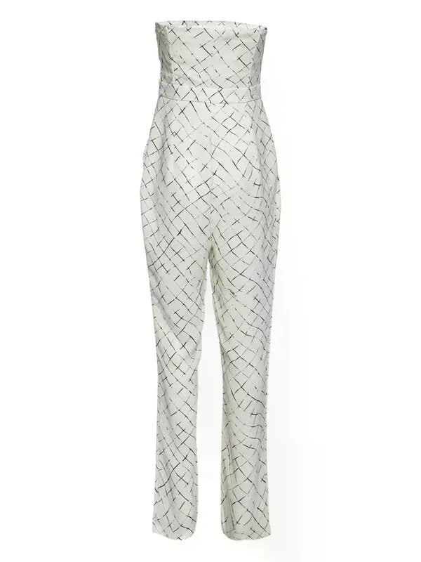 Elisabetta Franchi Geometric-pattern Strapless Jumpsuit