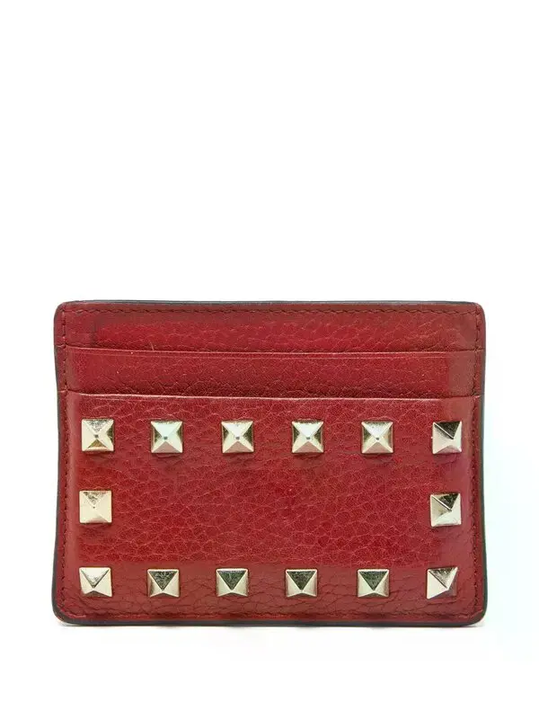 Valentino Garavani Rockstud Leather Cardholder - Red