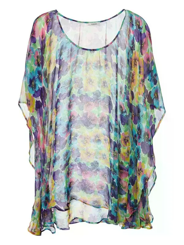 Versace Floral-print Silk Blouse