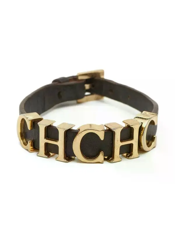 Carolina Herrera Logo-plaque Leather Bracelet - Brown