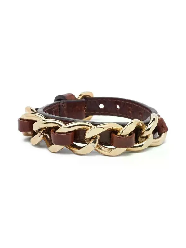 Burberry Chain-detail Leather Bracelet - Brown