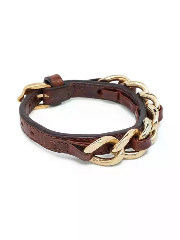 Burberry Chain-detail Leather Bracelet