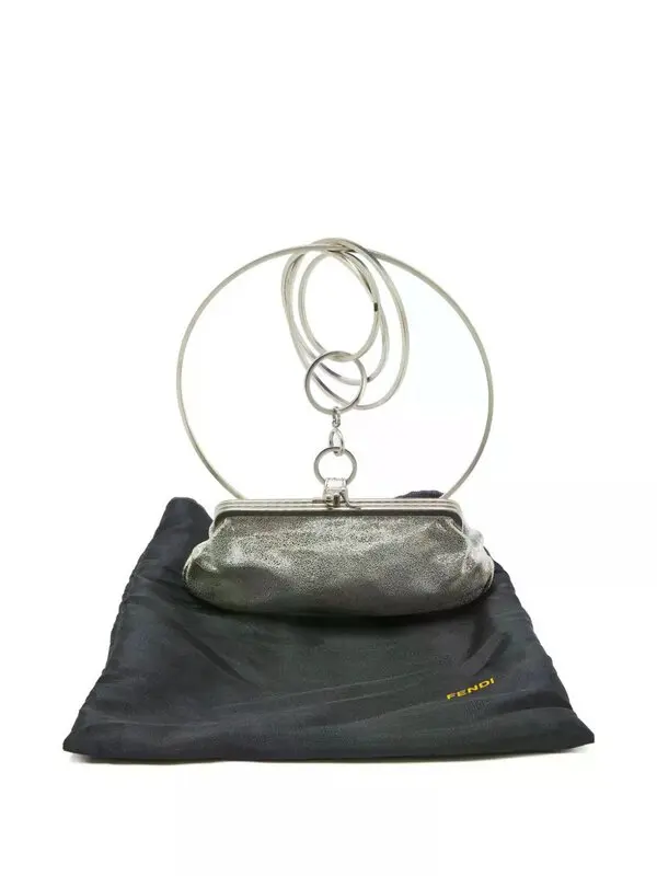 Fendi Metallic-finish Suede Clutch