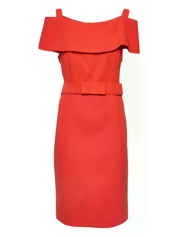 Badgley Mischka Off-shoulder Belted A-line Dress