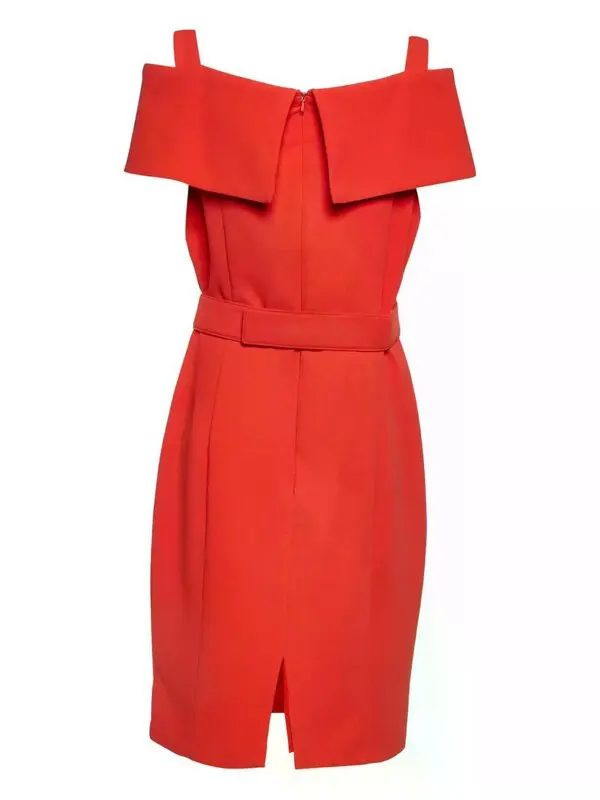 Badgley Mischka Off-shoulder Belted A-line Dress