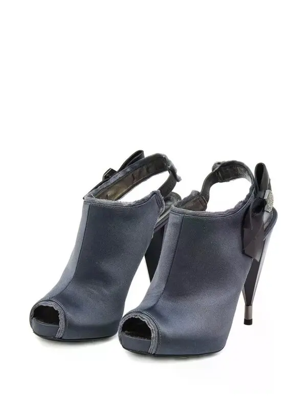 Marc Jacobs Navy Bow Detail Slingback Sandals