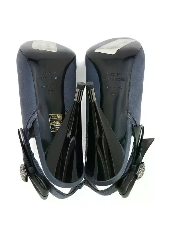 Marc Jacobs Navy Bow Detail Slingback Sandals