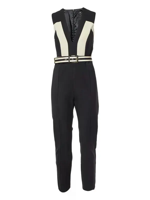 Elisabetta Franchi Contrast-panel Jumpsuit - Black