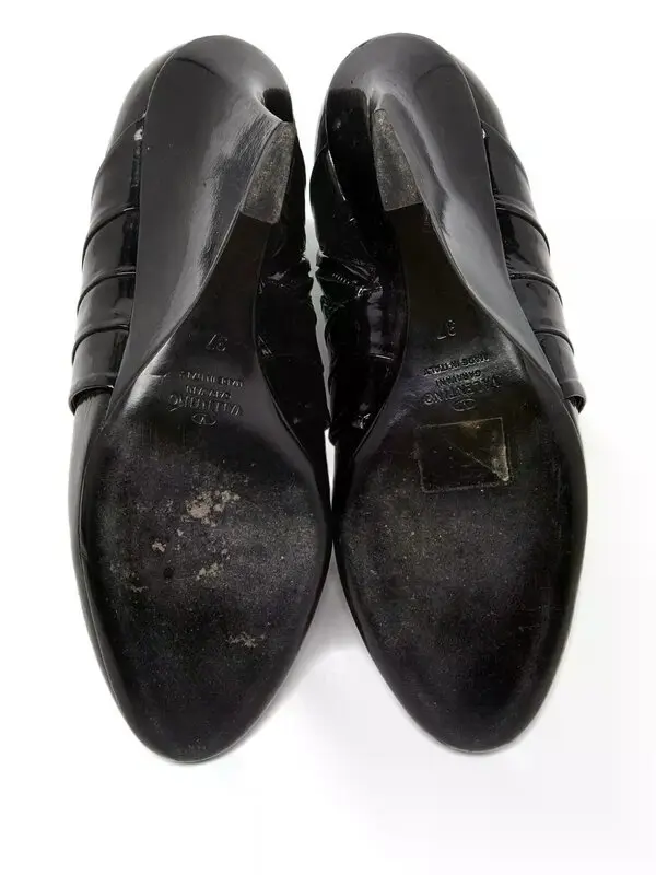 Valentino Garavani Patent Leather Ankle Wedge Boots