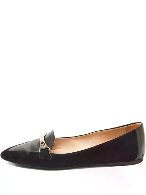TOD'S Suede Bar-detail Loafers - Black