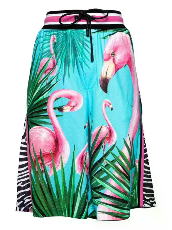 Dolce & Gabbana Flamingo-print Shorts - Blue