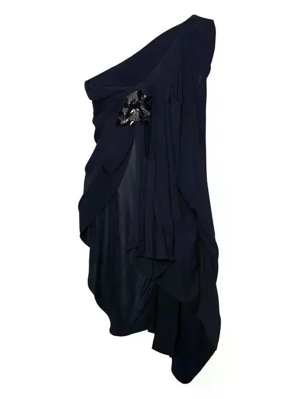 Badgley Mischka Draped Asymmetric Mini Dress