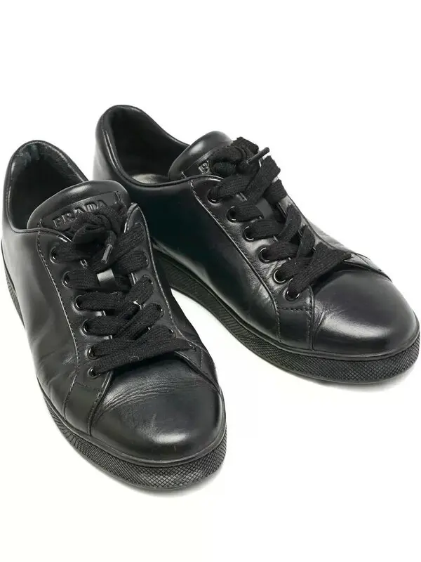 Prada Leather Lace Up Sneakers