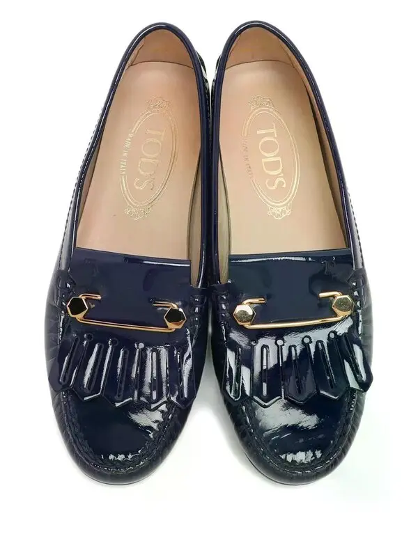 TOD'S Patent-leather Fringe Loafers - Blue