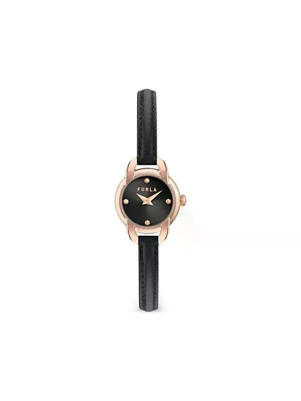 Furla Leather Strap Watch - Black