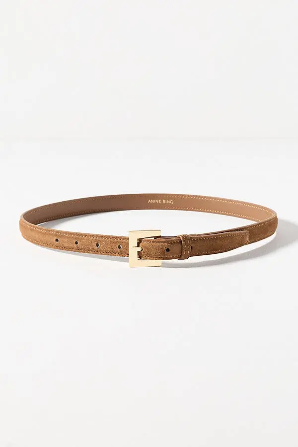 ANINE BING Nicola Square Buckle Belt - Tobacco
