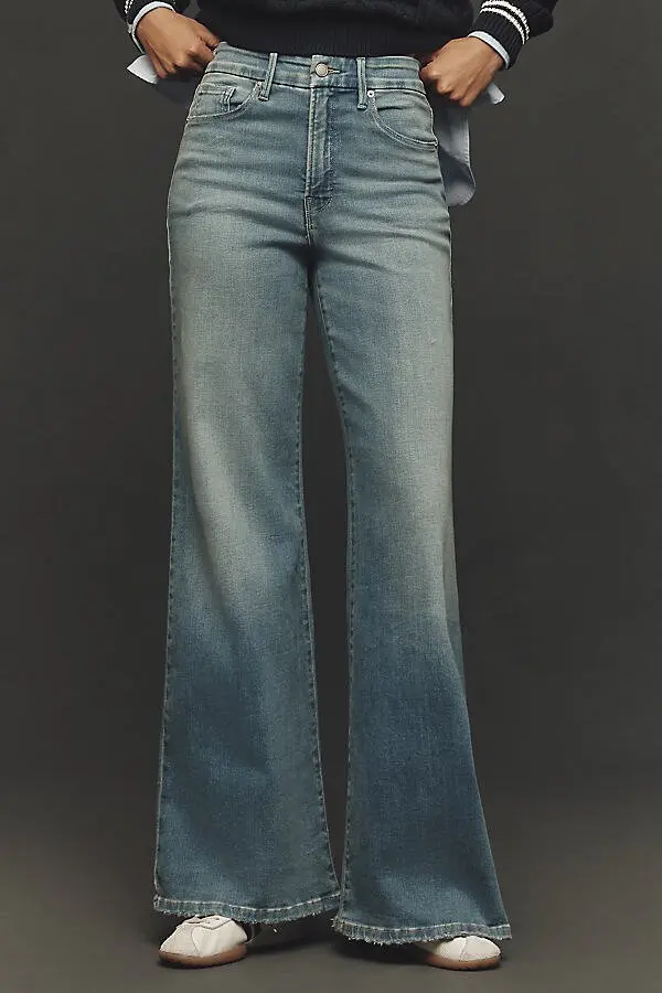 Good American Soft Tech Good Waist High-rise Wide-leg Jeans - Medium Denim