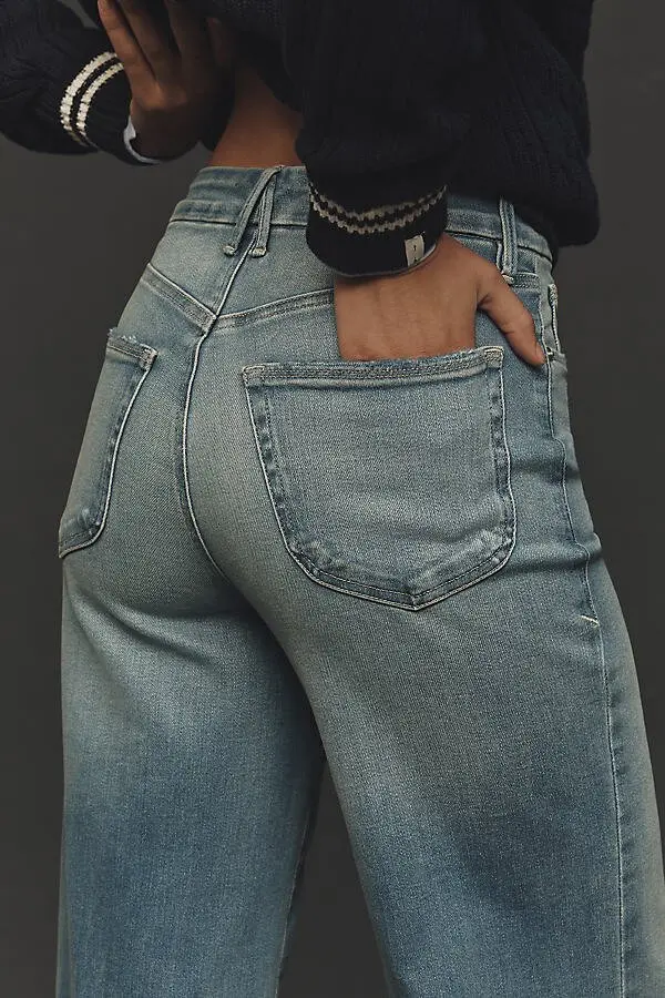Good American Soft Tech Good Waist High-rise Wide-leg Jeans - Medium Denim