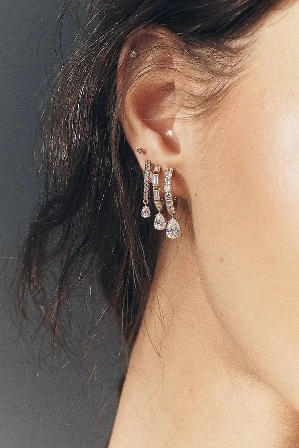 Nadri Triple Illusion Hoop Drop Earrings