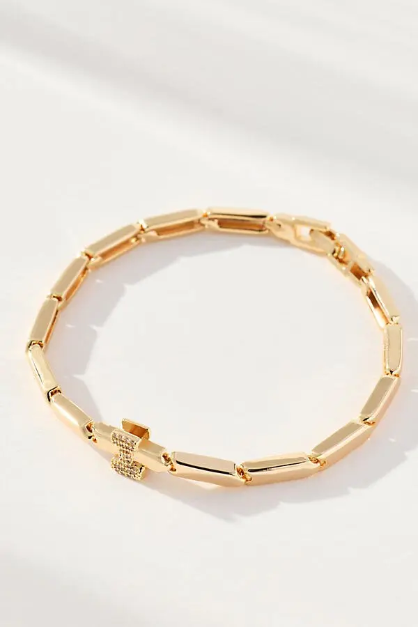 Anthropologie Crystal Linked Monogram Bracelet - I
