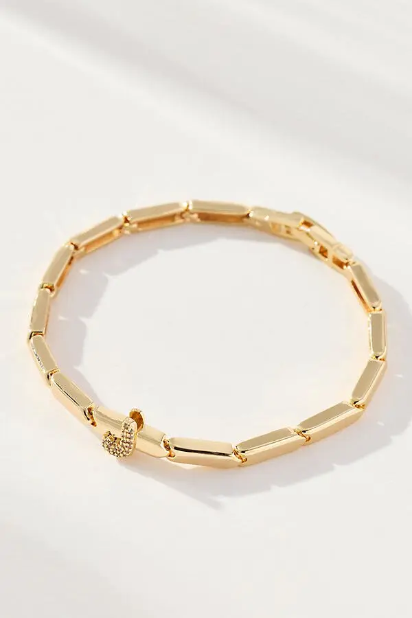 Anthropologie Crystal Linked Monogram Bracelet - J