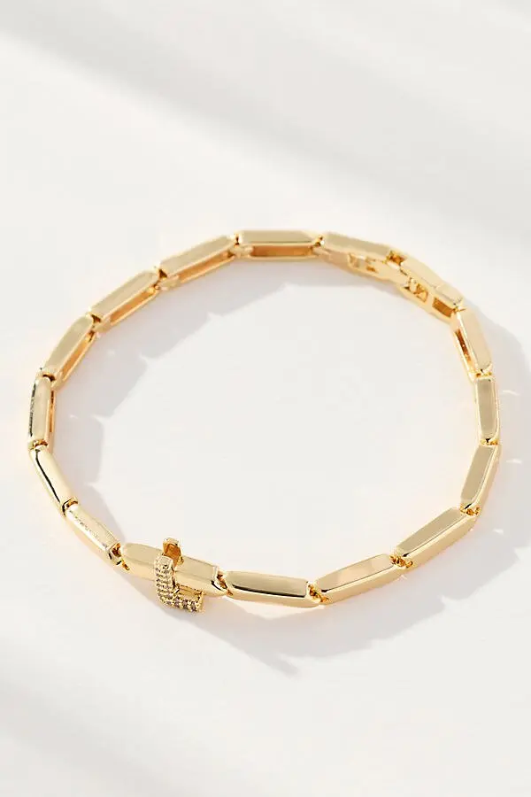 Anthropologie Crystal Linked Monogram Bracelet - L