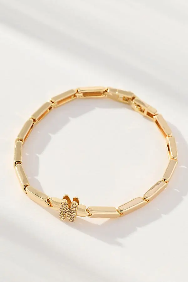 Anthropologie Crystal Linked Monogram Bracelet - N