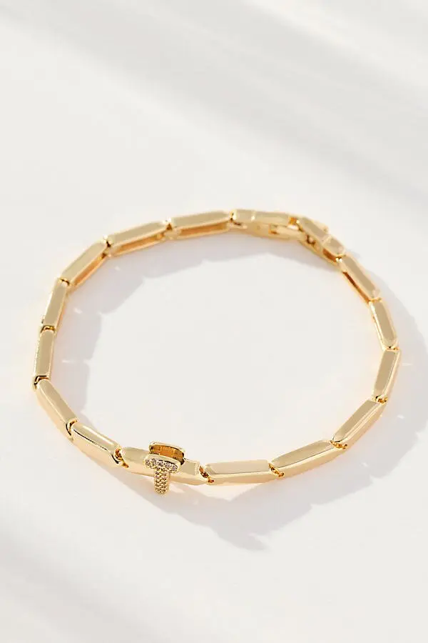 Anthropologie Crystal Linked Monogram Bracelet - T