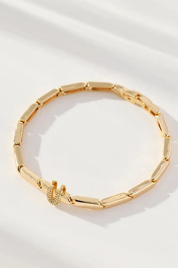 Anthropologie Crystal Linked Monogram Bracelet - U