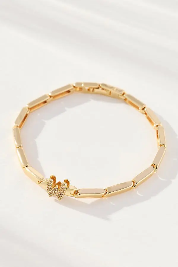 Anthropologie Crystal Linked Monogram Bracelet - W