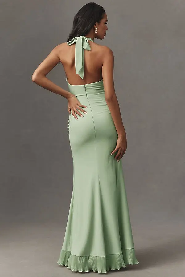 Dress The Population Kathleen Ruffle Maxi Dress - Light Green