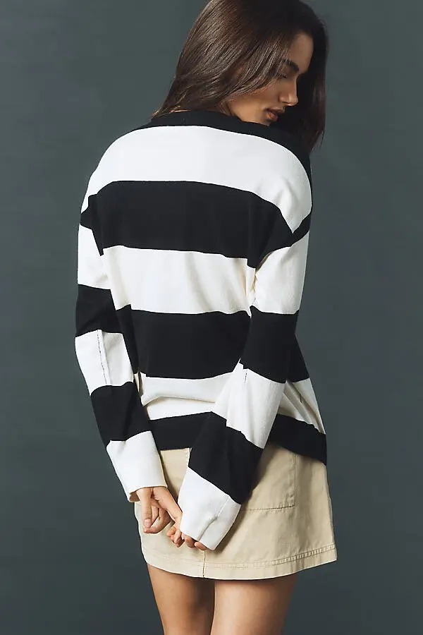 Sanctuary Merci 24/7 Popover Sweater - Black/white Stripe