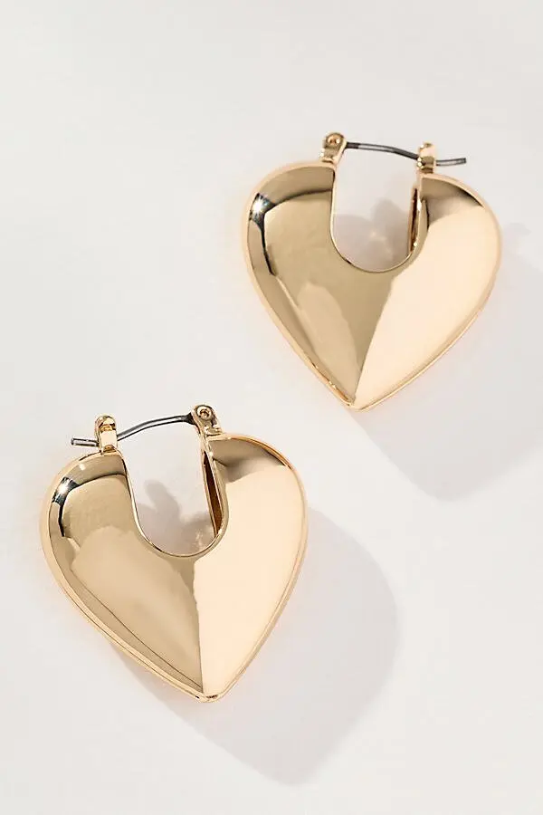 Anthropologie Puffy Heart Huggie Hoop Earrings