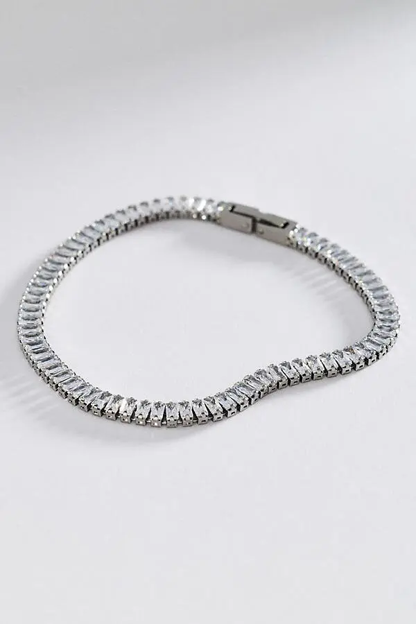 Anthropologie Water-resistant Thin Tennis Bracelet - Silver