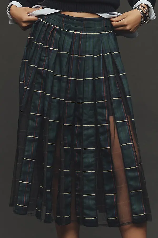 Maeve Pleated Tulle Knee-length Skirt