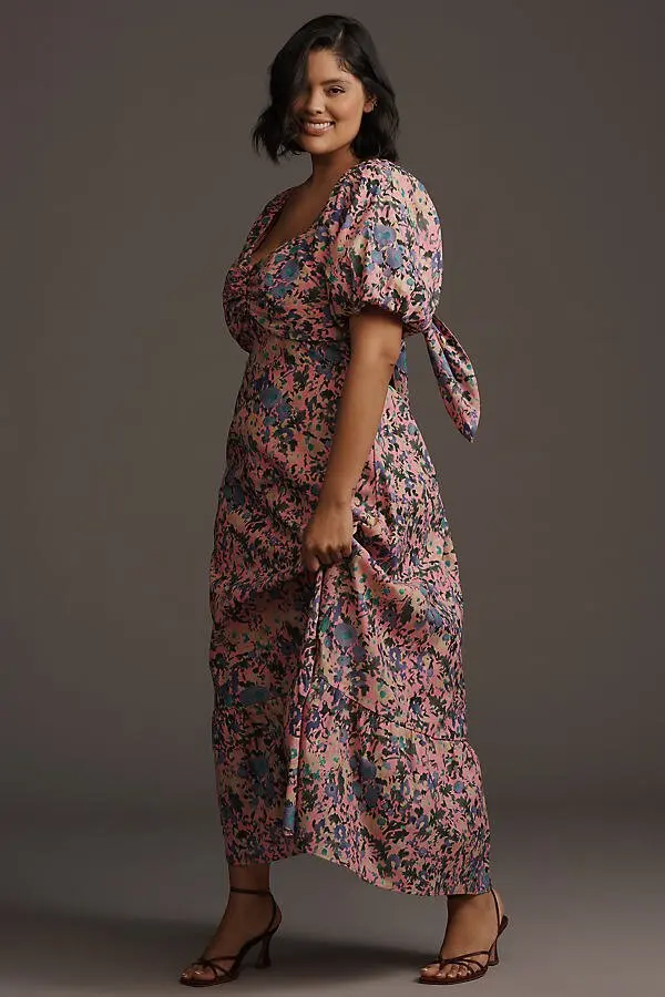 English Factory Puff-sleeve Printed Midi Dress