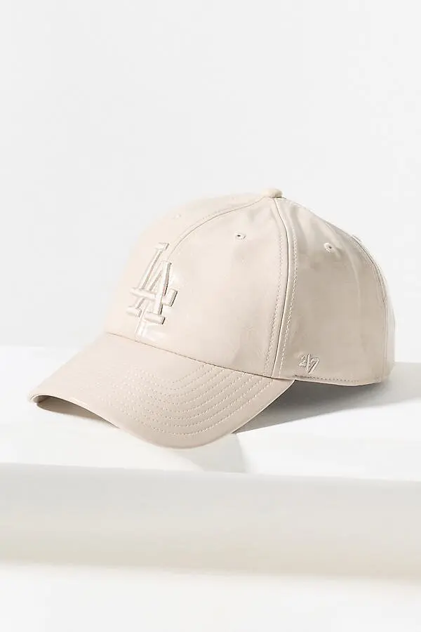 '47 Faux Leather Mlb Baseball Cap - Dodgers Stone