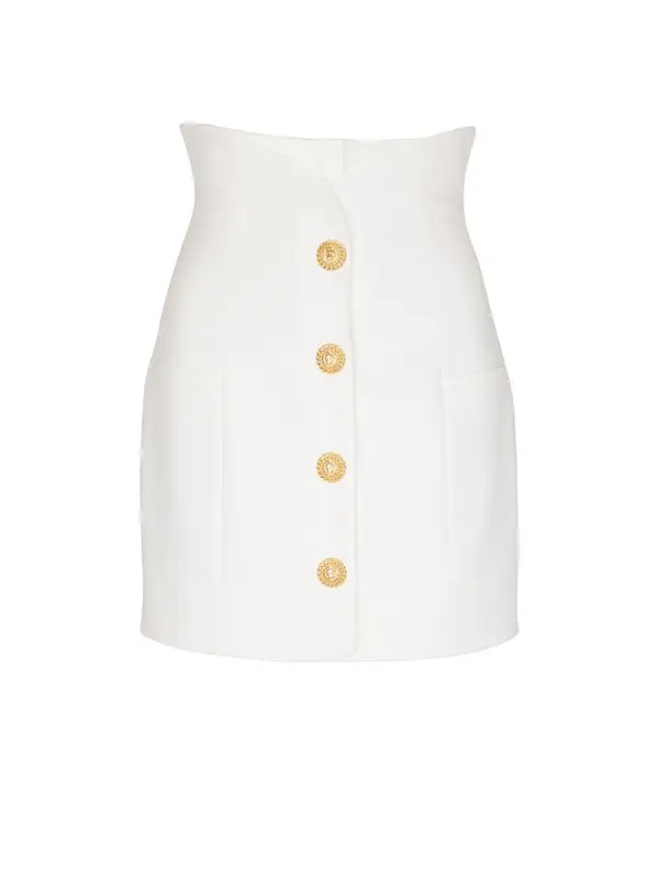 Balmain Double Crepe Tulip Skirt With Buttons