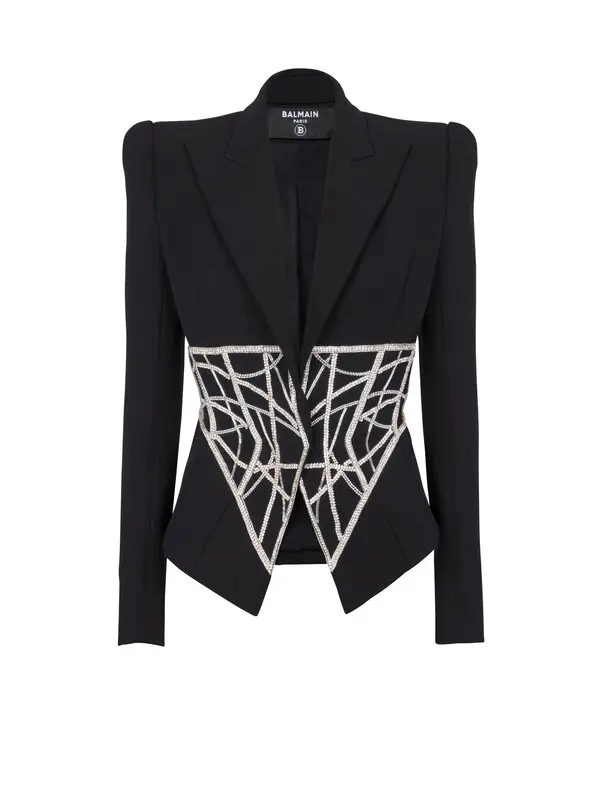 Balmain Embroidered Grain De Poudre Tailored Jacket