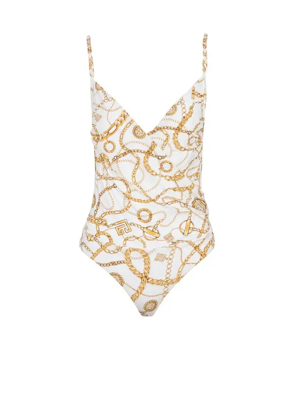 Balmain Printed One-piece Swimsuit - Gold